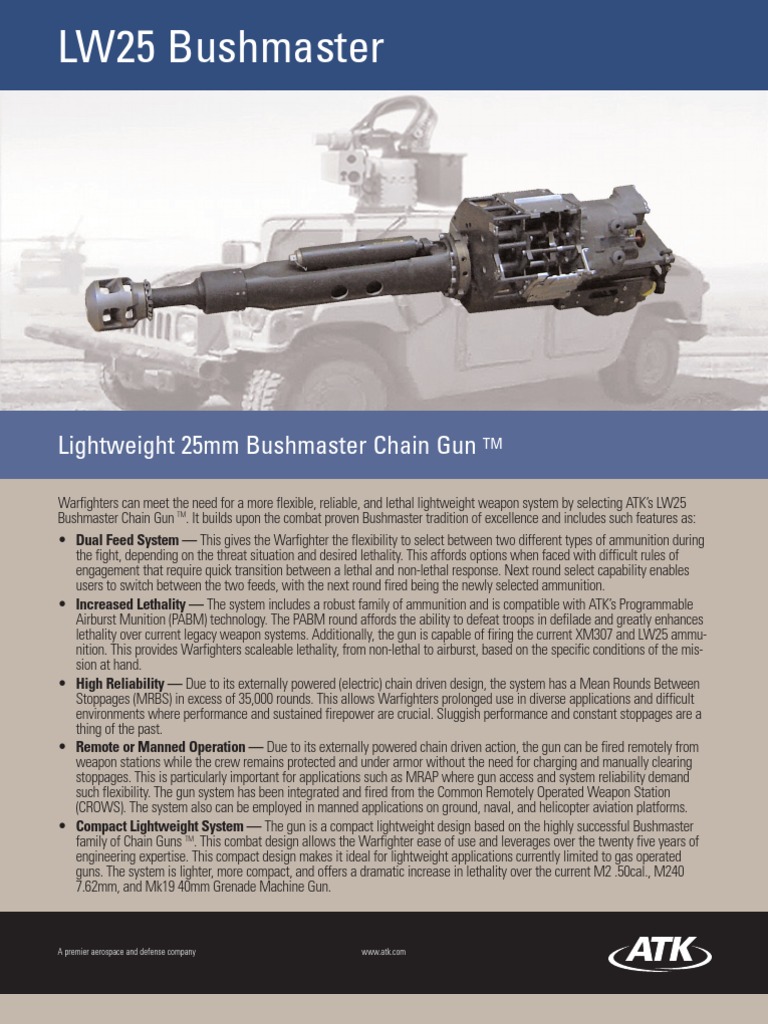 Lightweight 25mm Bushmaster Chain Gun: A More Flexible, Reliable and ...
