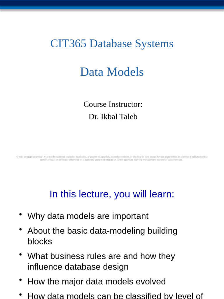 CIT 365 Chapter 2. Data Models Without Exercise Solution | PDF | Relational Model | Databases