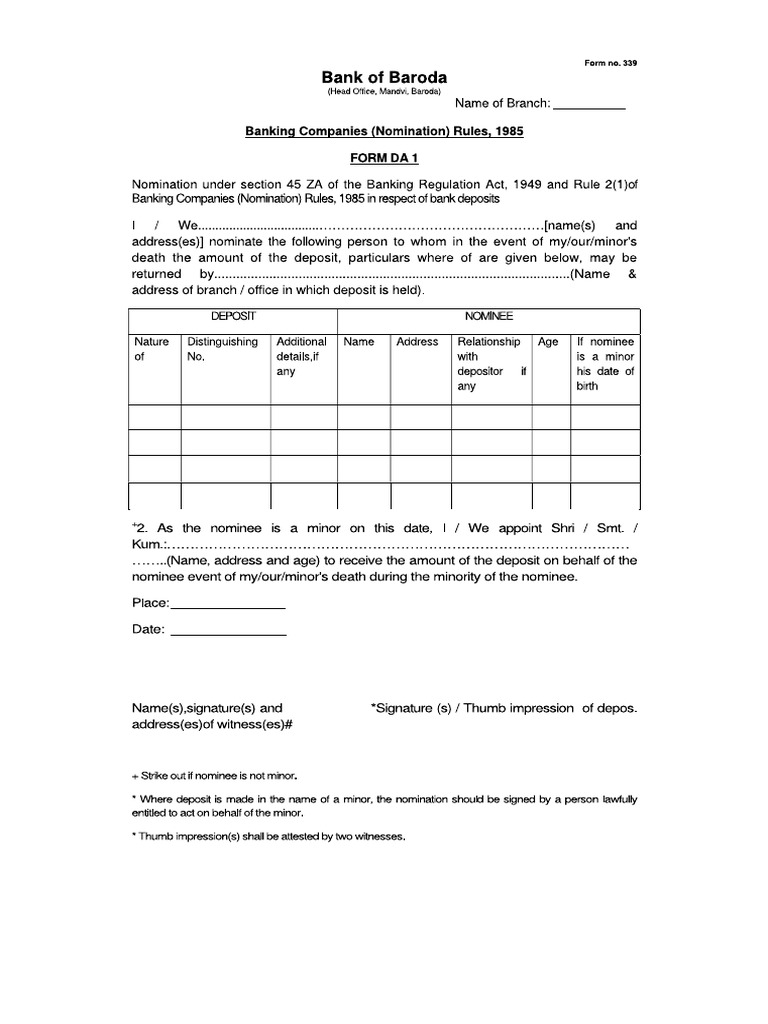 Nomination Form IFSCBU | PDF