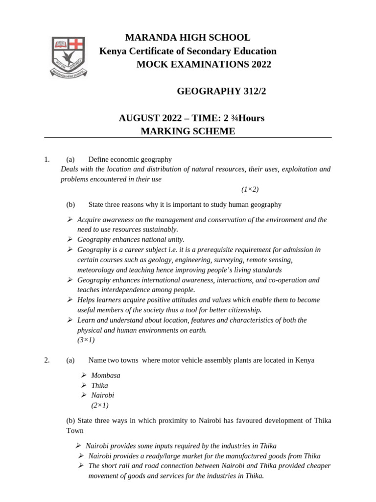 Geography P2 MS Maranda High School Mock 2022 | PDF | Mining | River
