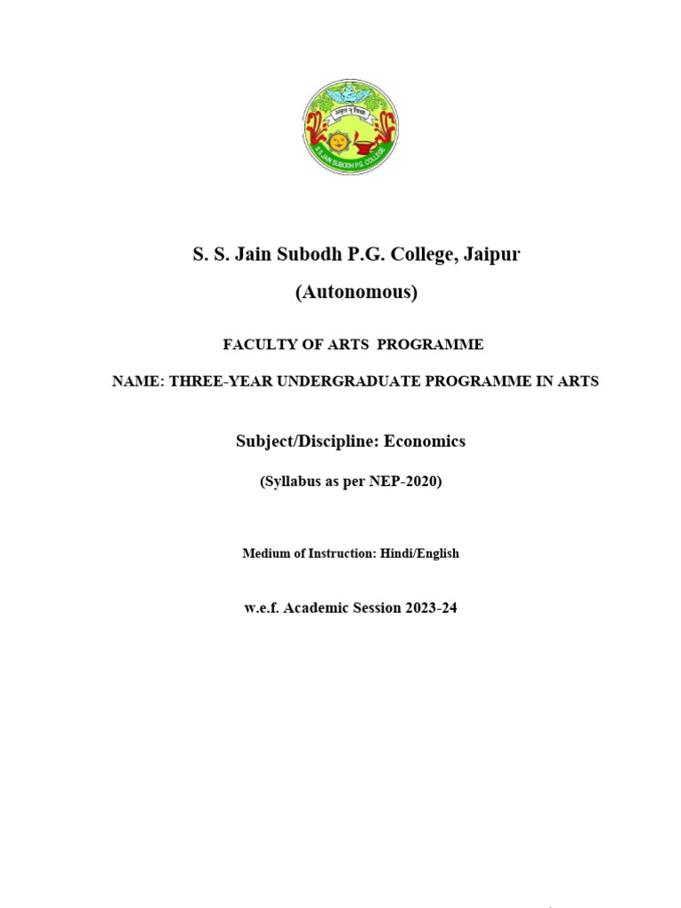 Syllabus BA Economics 2023 24 | PDF | Cost Of Living | Macroeconomics