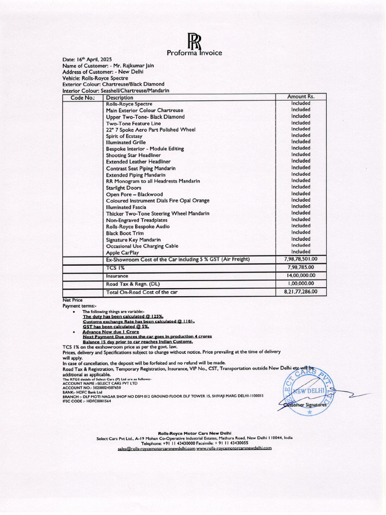 Proforma Invoice (Mr. Jain) | PDF