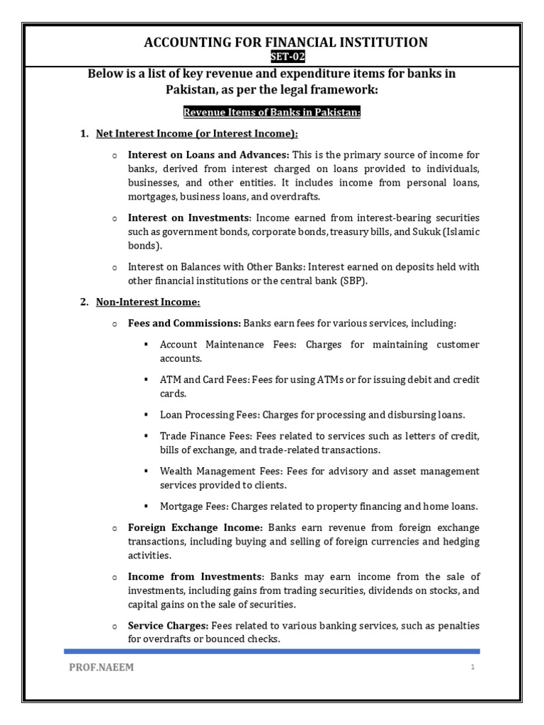 Accounting For Banks Set 02 | PDF | Banks | Expense
