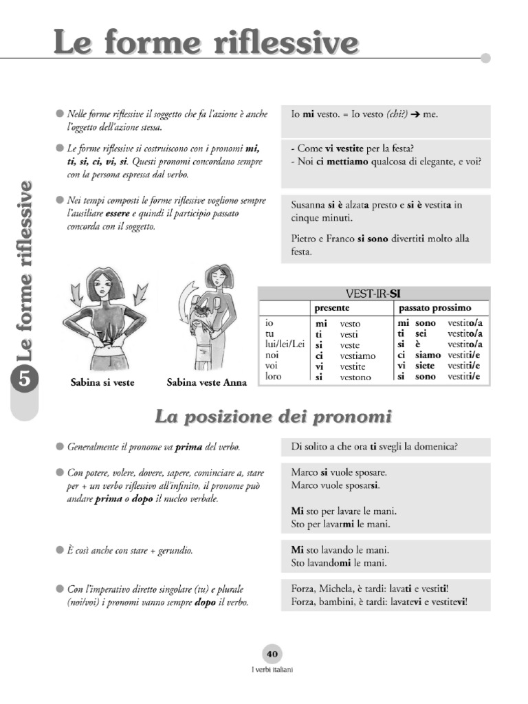 I Verbi Italiani - 5. Le Forme Riflessive | PDF