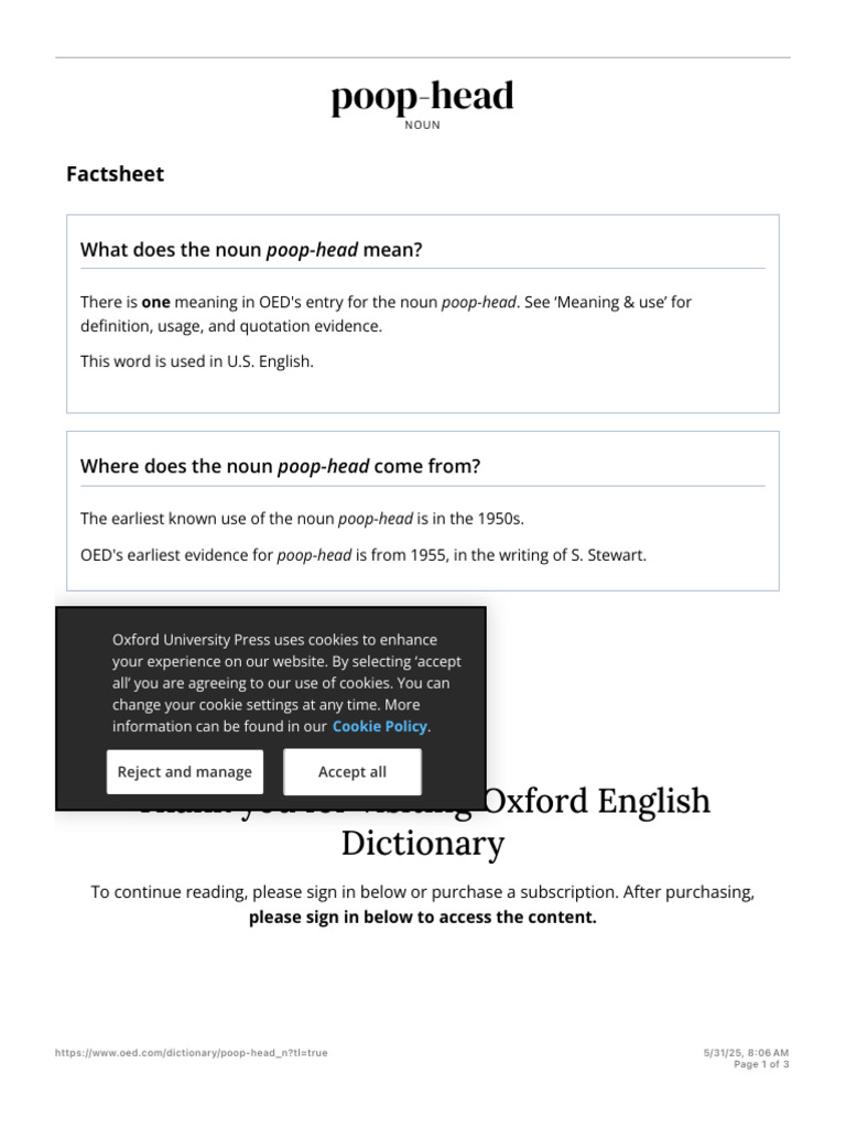 Poop-Head, N. Meanings, Etymology and More - Oxford English Dictionary ...