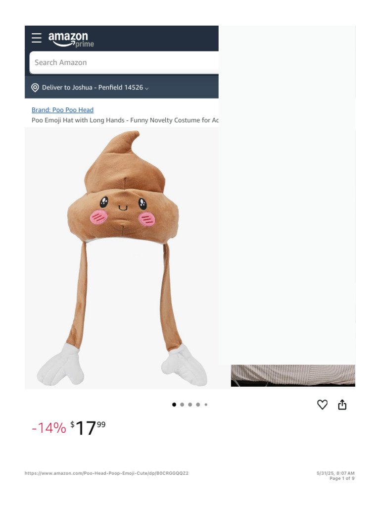 Poo Poo Head Poo Emoji Hat With Long Hands - Funny Novelty Costume F | PDF