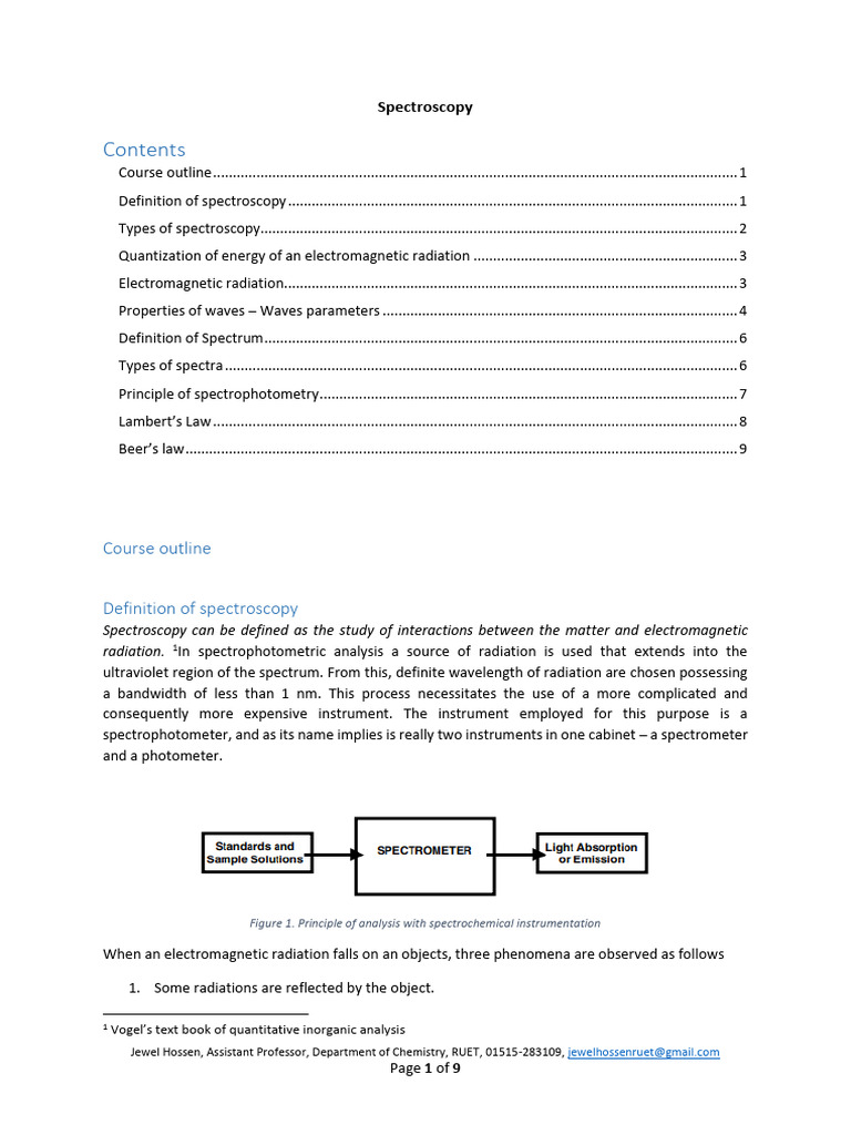 RUET Chemistry Spectros | PDF | Spectroscopy | Electromagnetic Spectrum