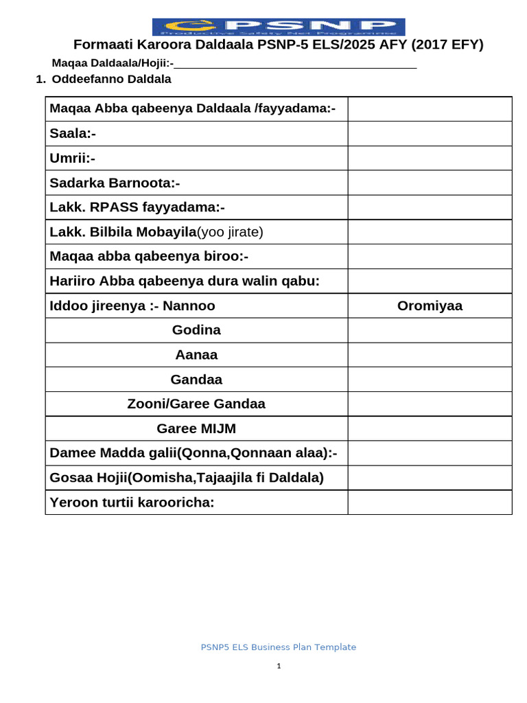 LH Business Plan Format 2017 Update-1 | PDF