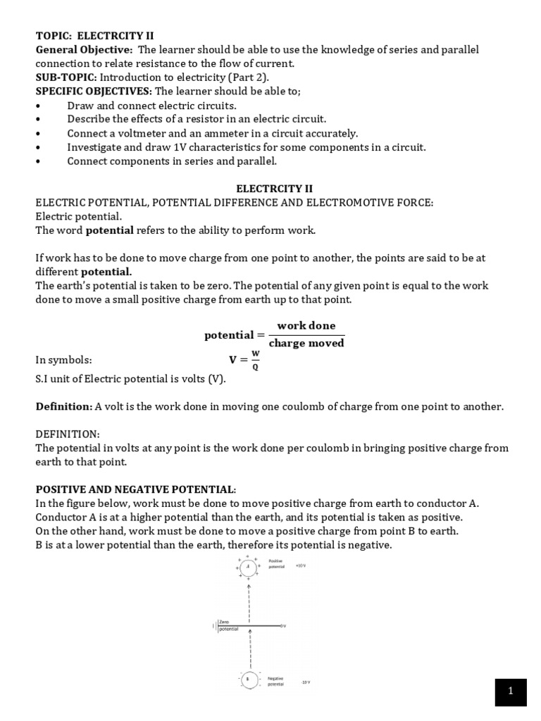 Electricity II: Circuit Connections Notes | PDF | Voltage | Electric ...