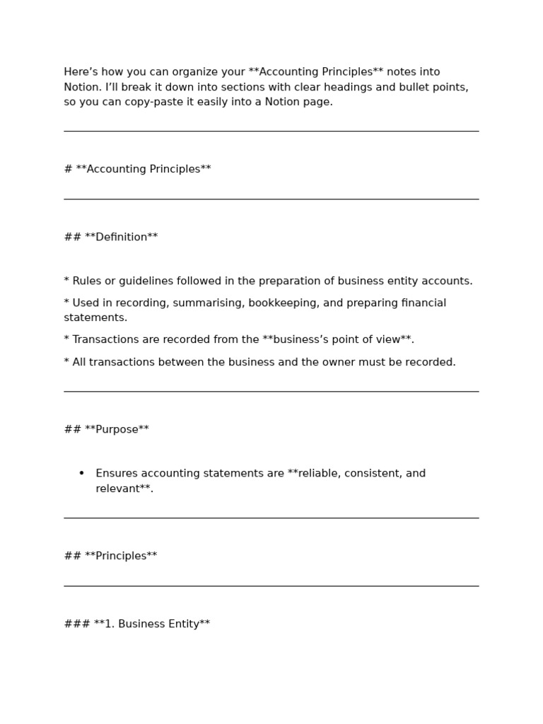 Accounting Principles Overview for Notes | PDF | Debits And Credits ...