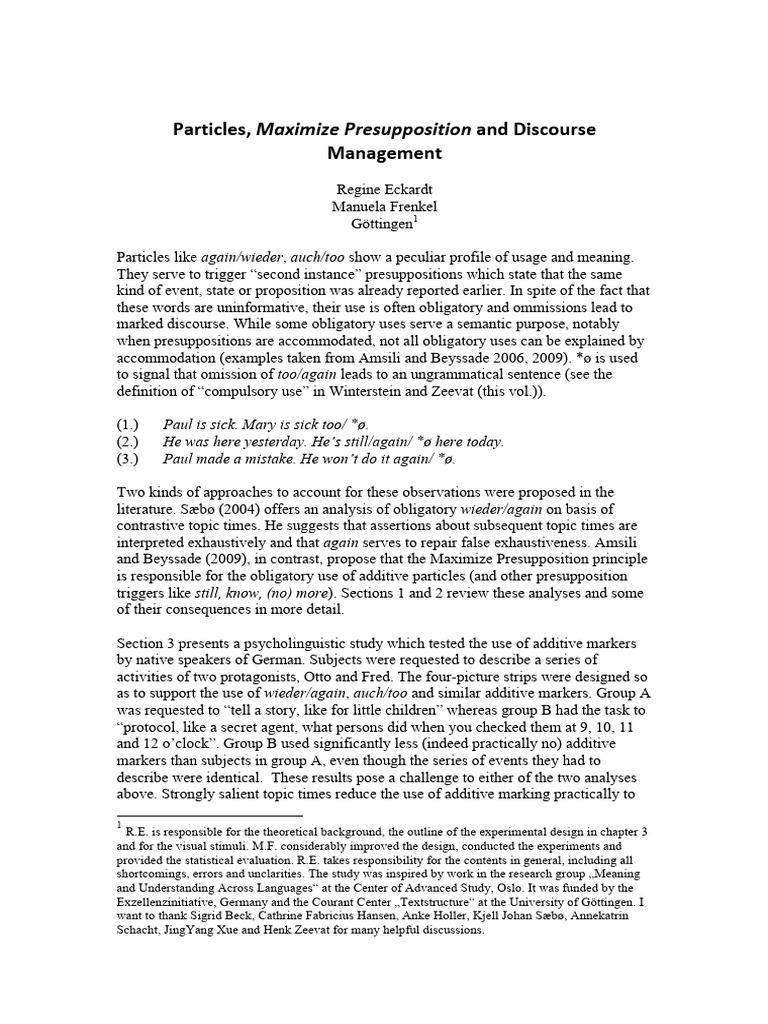 Particles MaxPsp Discourse Management | PDF | Semiotics | Linguistics