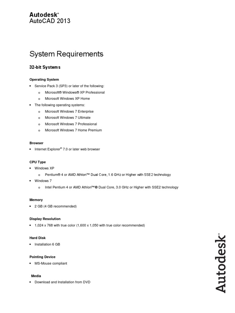 Autocad 2013 System Requirements en Final | PDF | Macintosh | Auto Cad