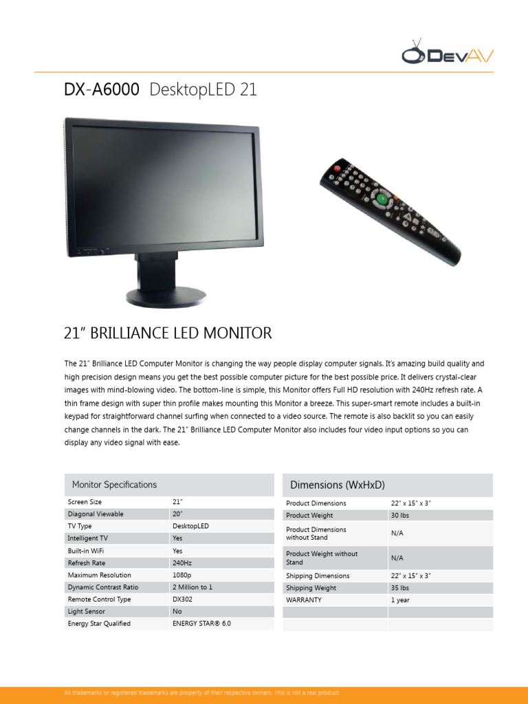 Desktopled 21: 21" Brilliance Led Monitor | PDF
