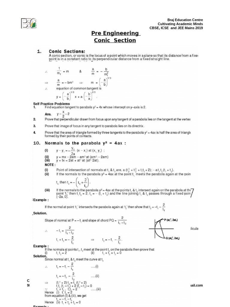 Conic Notes | PDF