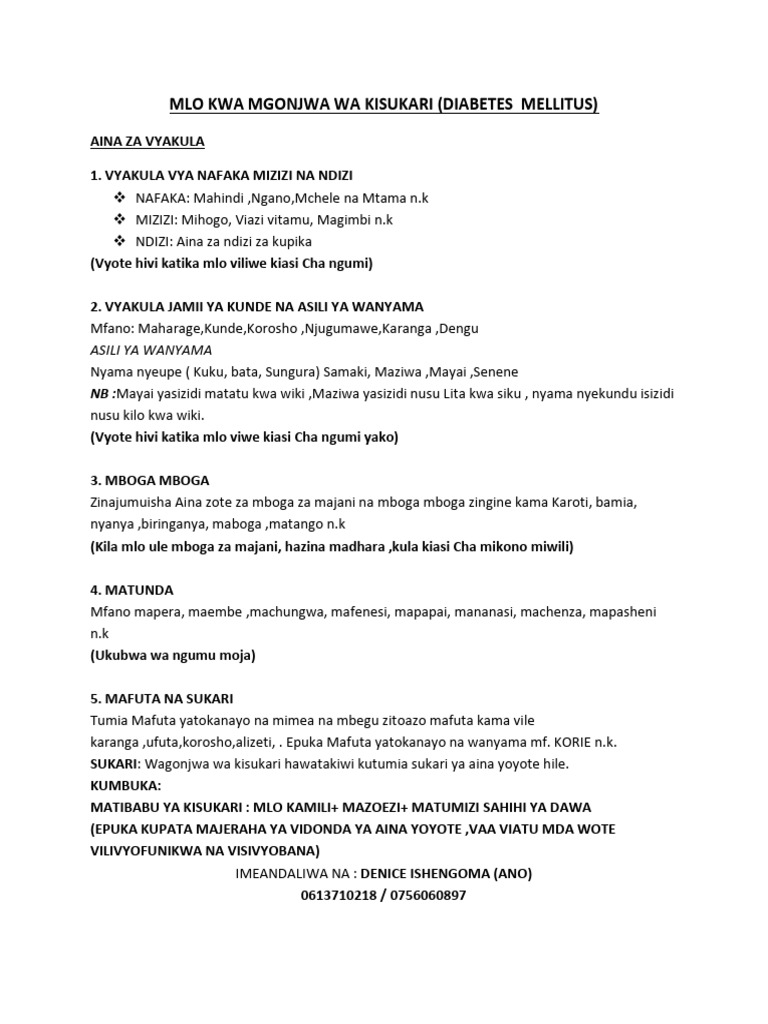 Mlo Kamili kwa Mgonjwa wa Kisukari | PDF