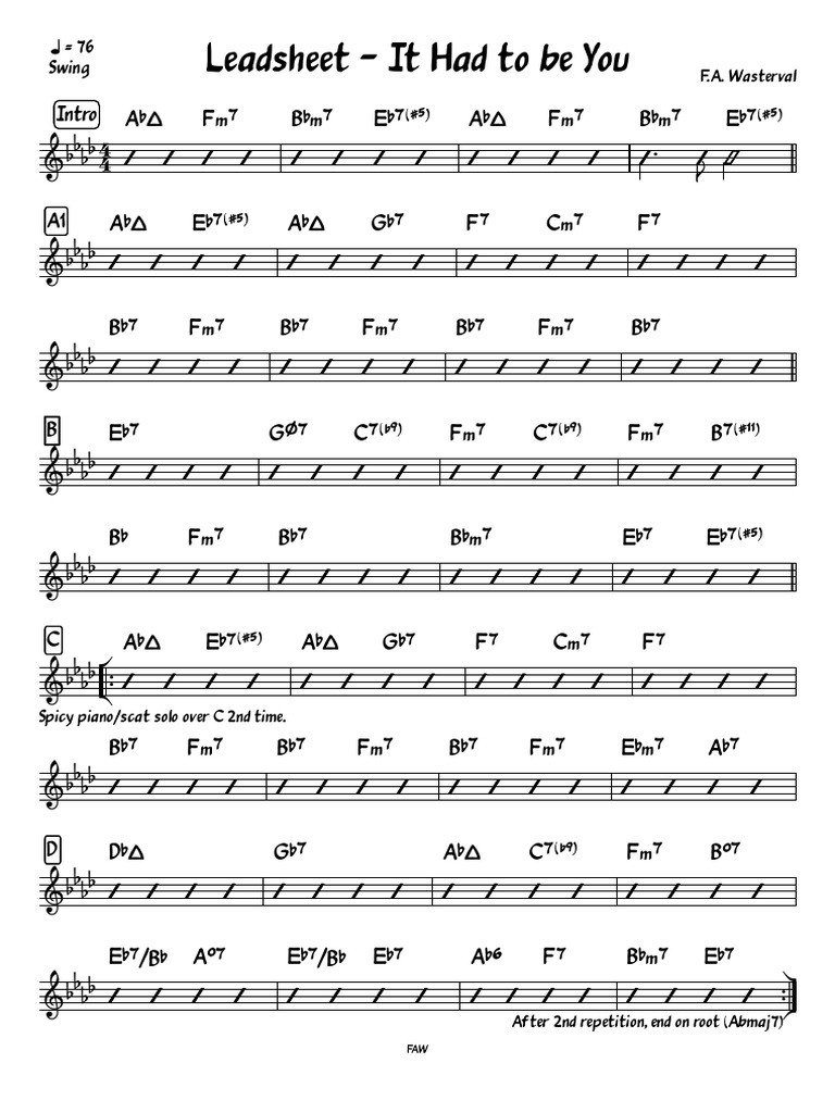 It Had to Be You Leadsheet PDF | PDF