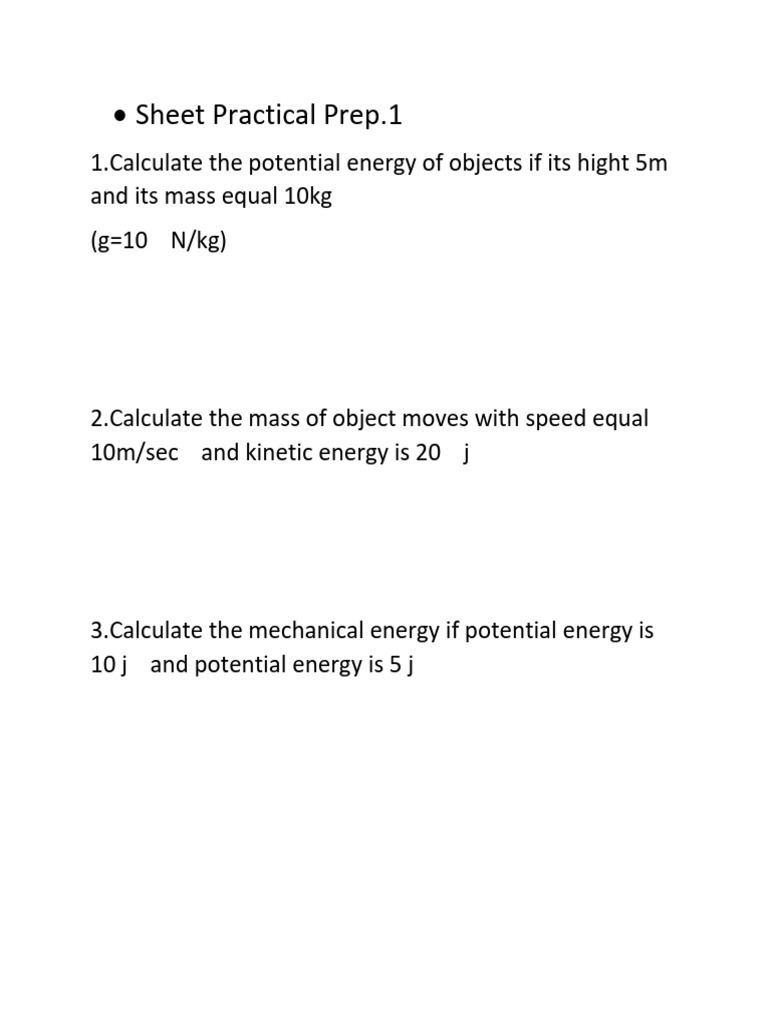Sheet Practical Prep.1-2 | PDF