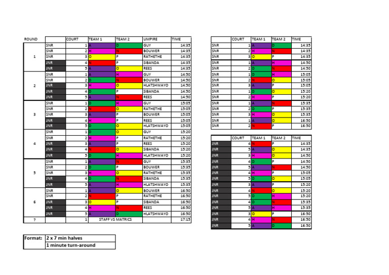 Interhouse Netball Fixtures | PDF