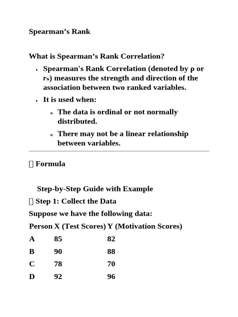 Practice Notes on Spearman Correlation | PDF | Spearman's Rank ...