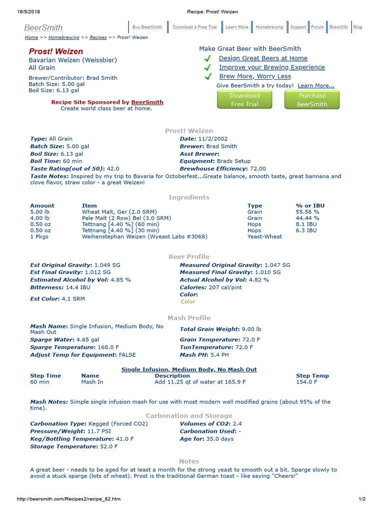 Recipe - Prost! Weizen PDF | PDF | Beer | Brewing