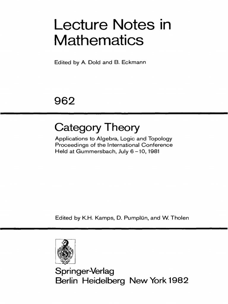 Kamps K.H., Pumplün D., Tholen W. - Category Theory, Applications To ...