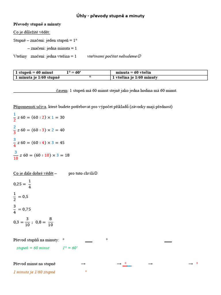 6 Uhly Prevody Stup Min Vyklad | PDF