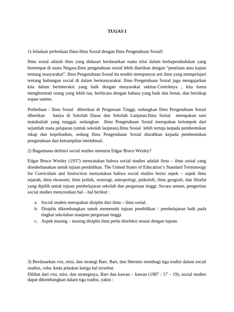 Perbedaan Ilmu Sosial dan IPS | PDF