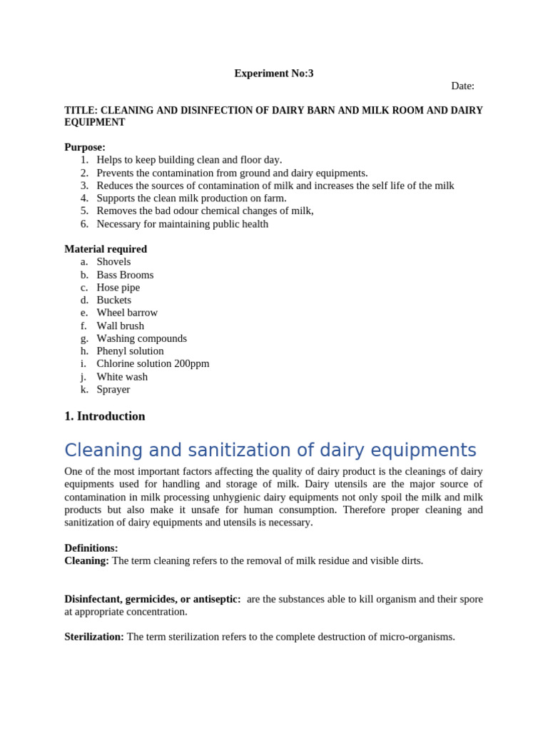 Dairy Equipment Cleaning and Sanitation Guide | PDF | Disinfectant ...