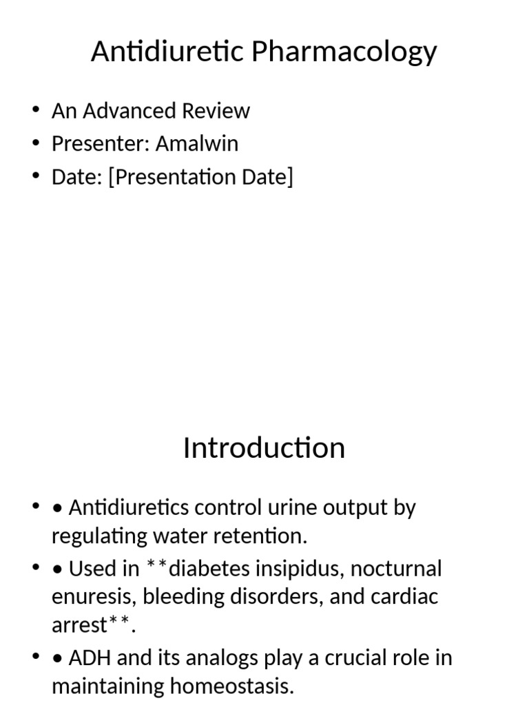 Antidiuretic Pharmacology Complete | PDF | Diseases And Disorders ...
