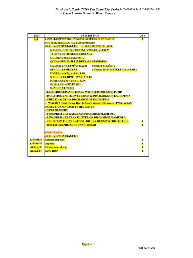 Pump Curve and Data Sheet | PDF