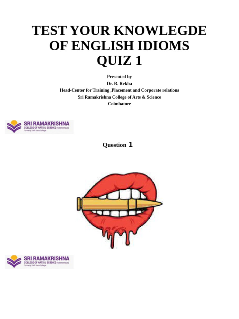 Idioms Quiz 1 | PDF