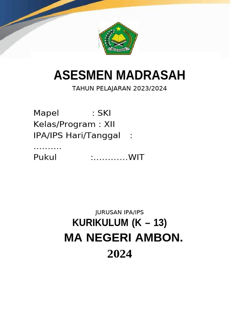 Soal Ski Am 2024 Man Ambon | PDF