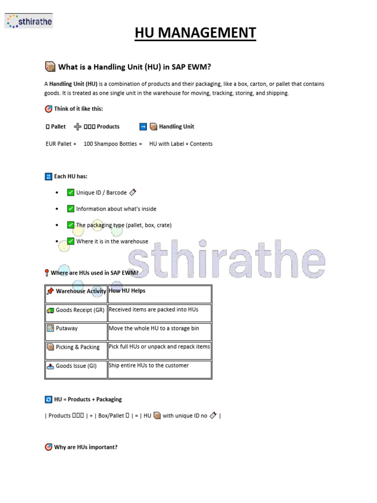 Handling Unit Management in SAP EWM | PDF | Pallet | Warehouse