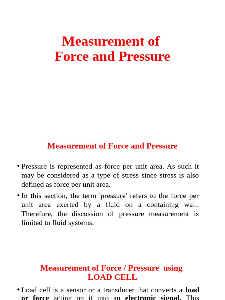 Measurement of Force and Pressure | PDF | Electronics | Mechanics