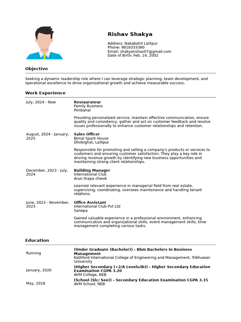 Rishav Shakya Resume 1748357609333 | PDF | Business | Business Economics
