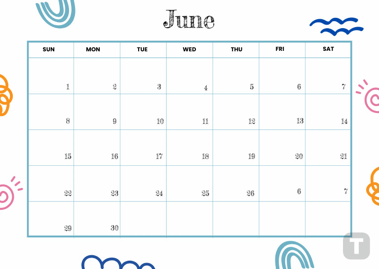 Printable June 2025 Calendar Template | PDF