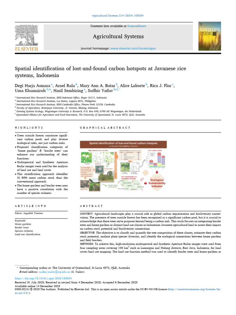 Border Trees, Java Agri As Carbon and Biodiveristy | PDF | Biodiversity | Agriculture