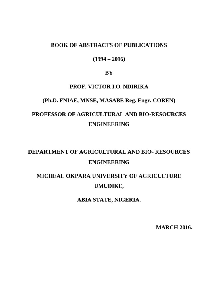 BOOKOFABSTRACTSOFPUBLICATIONS | PDF | Cereals | Mill (Grinding)