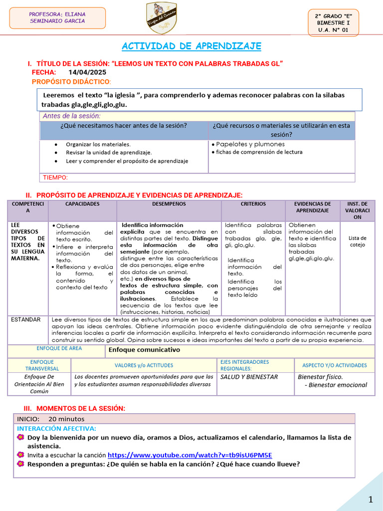 Sesion Leemos Textos Con GL Comunicacion Eli | PDF | Aprendizaje ...