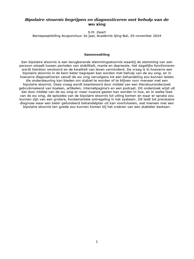 2025 Acupunctuur Saar Zwart - Bipolaire Stoornis Begrijpen DMV Wu Xing ...