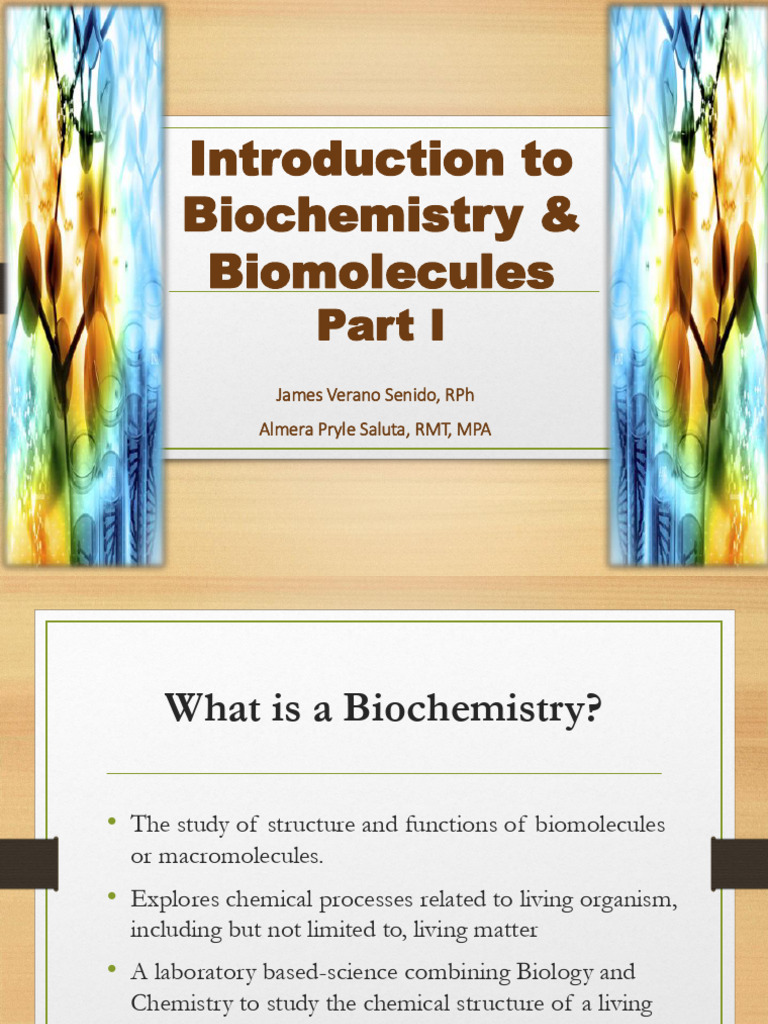 2 - Intro To Biochemistry and Biomolecules | PDF | Biochemistry | Chemistry