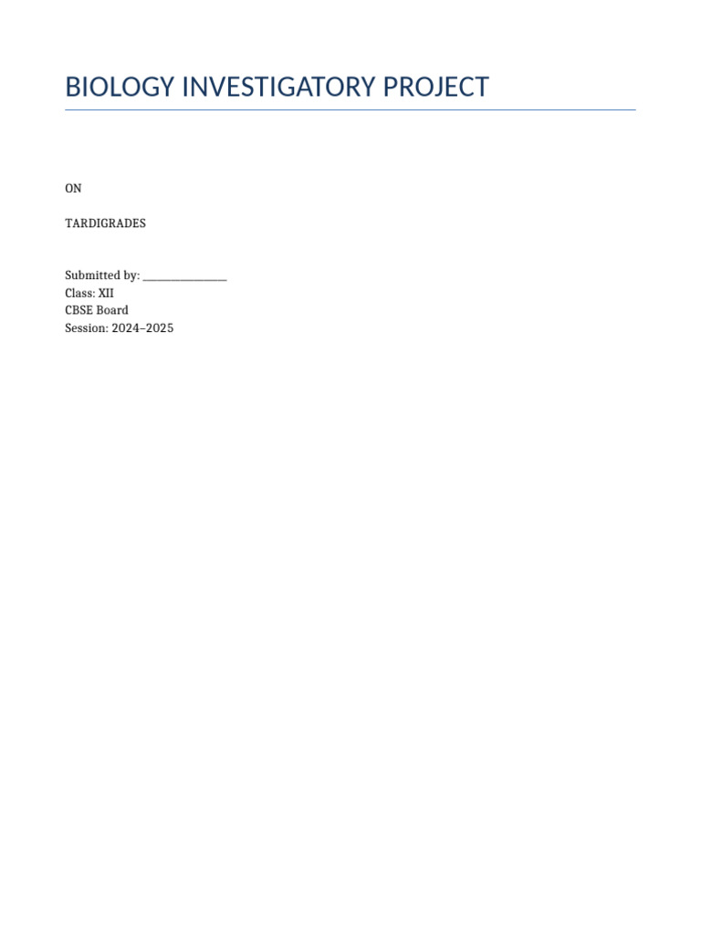 Tardigrades Project 2025 | PDF | Biology | Nature