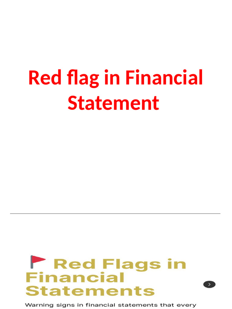 Red Flags in Financial Statements | PDF