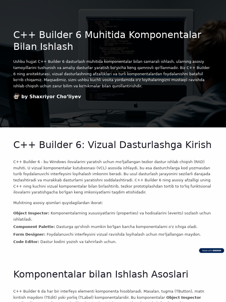 C Builder 6 Muhitida Komponentalar Bilan Ishlash | PDF