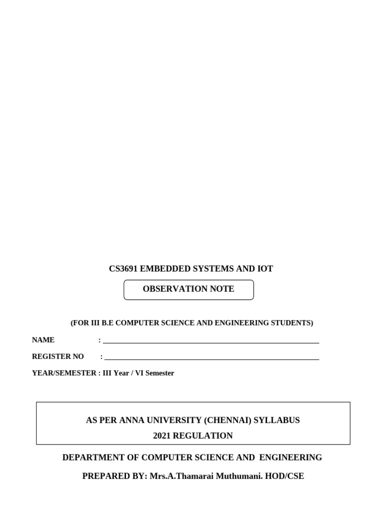 Cs3691-Embedded Systems and Iot - 1086477228-Cs3691 - Embedded System & Iot Lab Manual | PDF ...