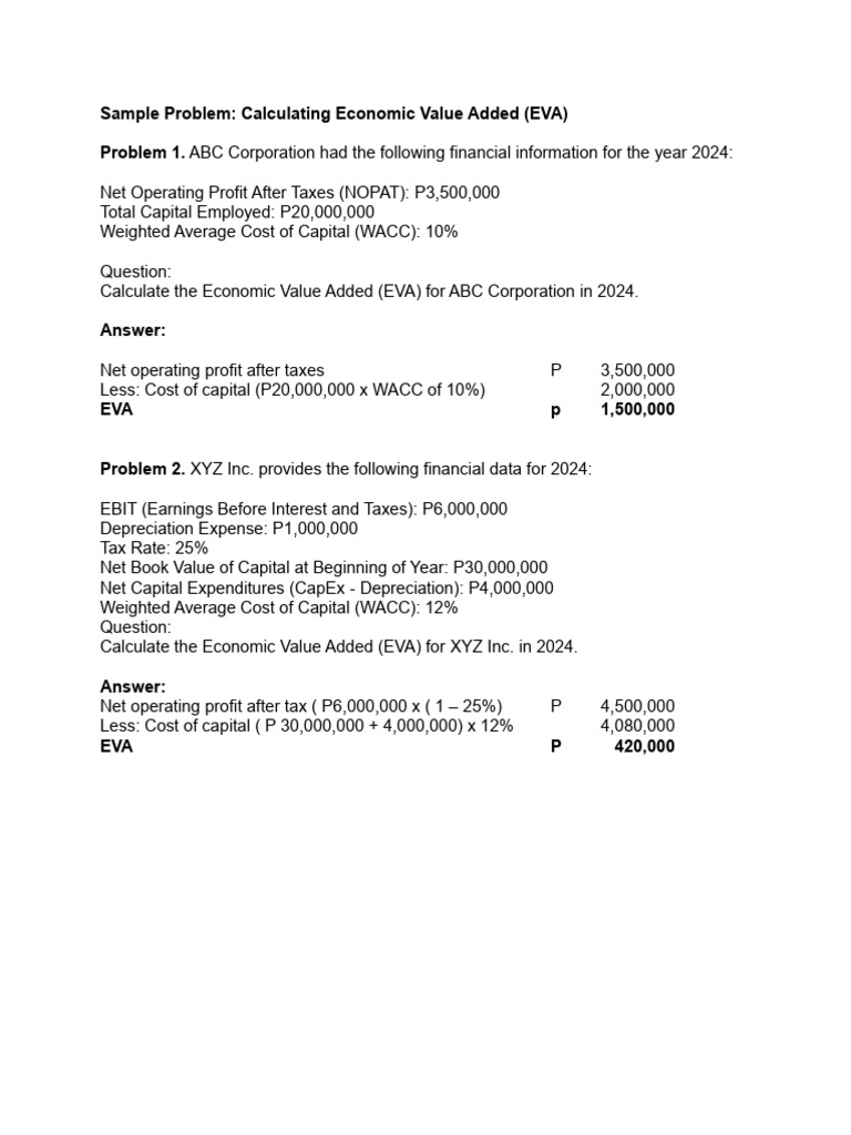 Sample Problems EVA | PDF
