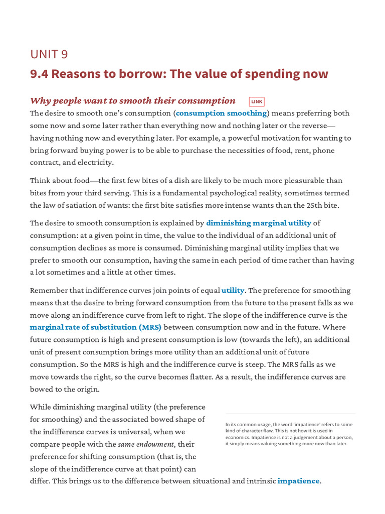 9.4 Reasons To Borrow - The Value of Spending Now - Microeconomics ...