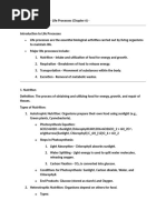 Class 10 Life Processes Notes | PDF