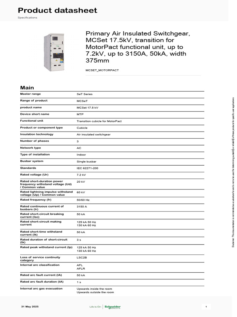 Schneider Electric Mcset-17-5-Kv Mcset Motorpact | PDF | Alternating ...