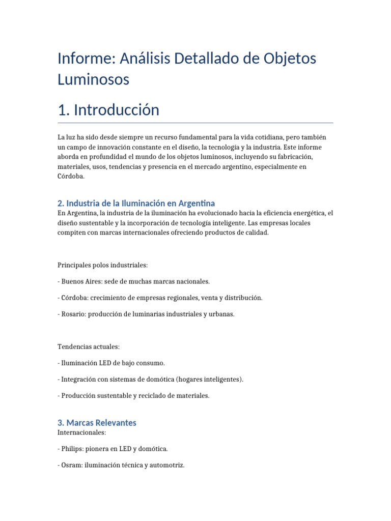Informe Objetos Luminosos Ampliado | PDF | Diodo emisor de luz ...